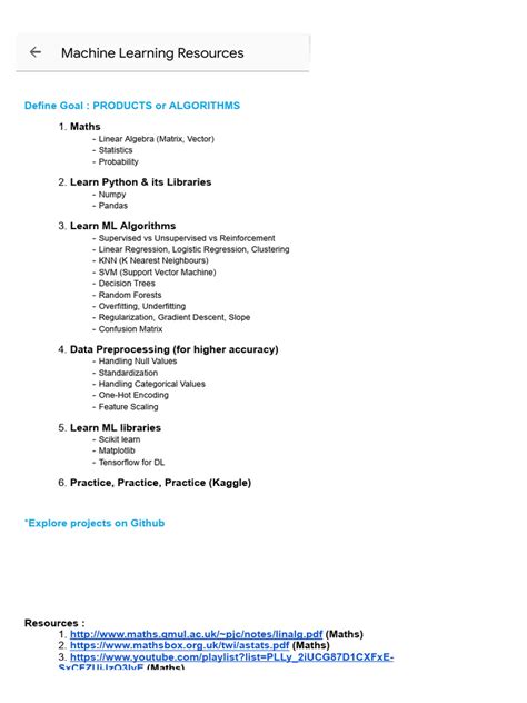 Machine Learning Resources Pdf Computers