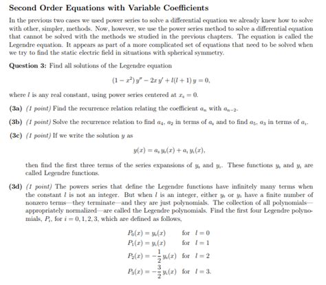 Solved Power Series Solutions We Use Power Series To Solve Chegg