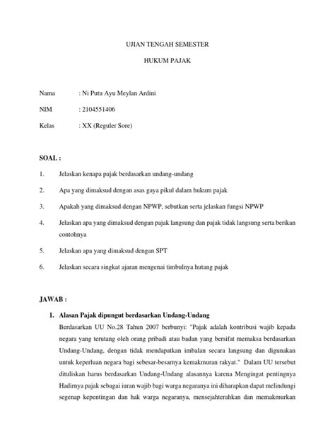 Ni Putu Ayu Meylan Ardini Uts Hukum Pajak Pdf
