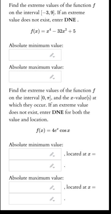 solved find the extreme values of the function f on the