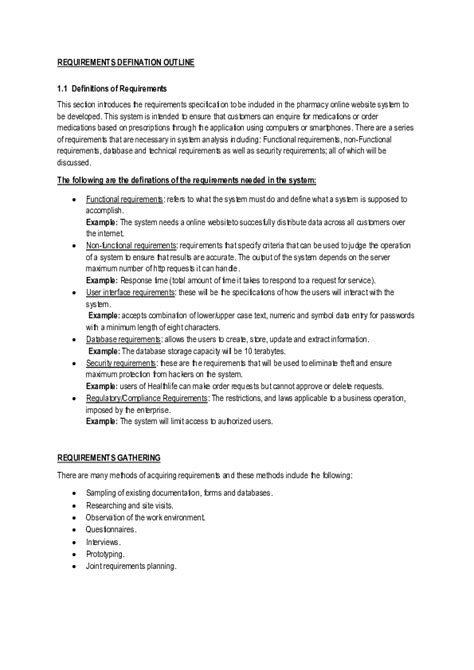Doc Requirements Defination Outline