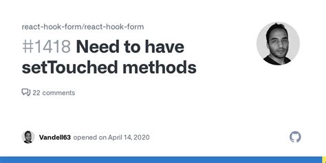 Need To Have SetTouched Methods Issue React Hook Form React Hook Form GitHub