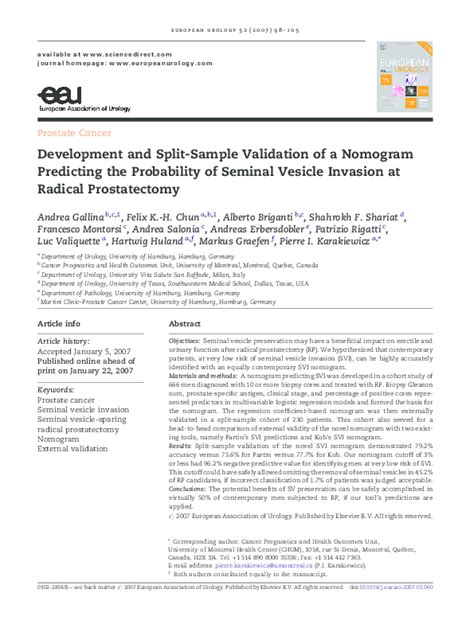 pdf development and split sample validation of a nomogram predicting