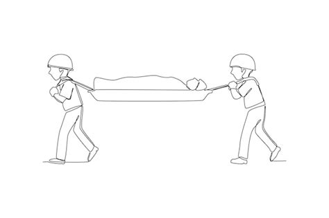 Один непрерывный рисунок линии аварийно спасательной концепции векторной иллюстрации каракулей в