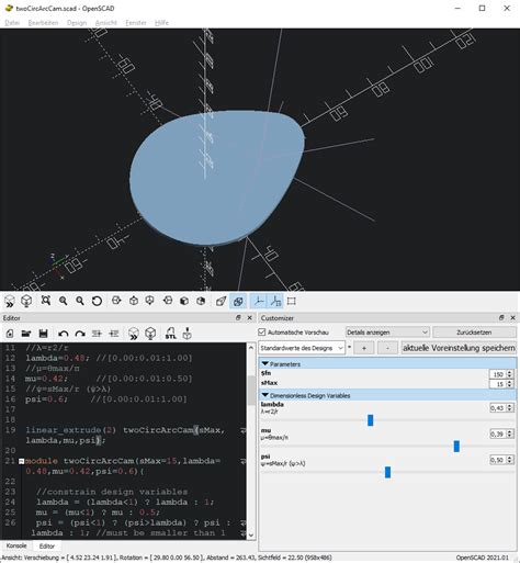 Two Circular Arc Cam Generator R Openscad