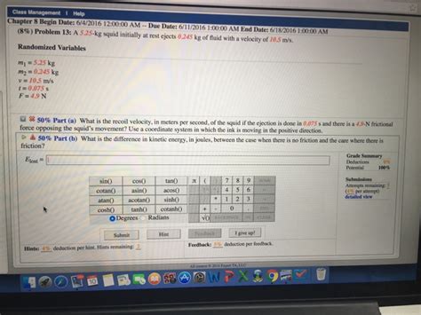 Solved What Is The Recoil Velocity In Meters Per Second Of Chegg Com
