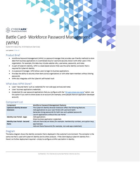 Cyberark Services Battle Card Workforce Password Management Pdf Password User Computing