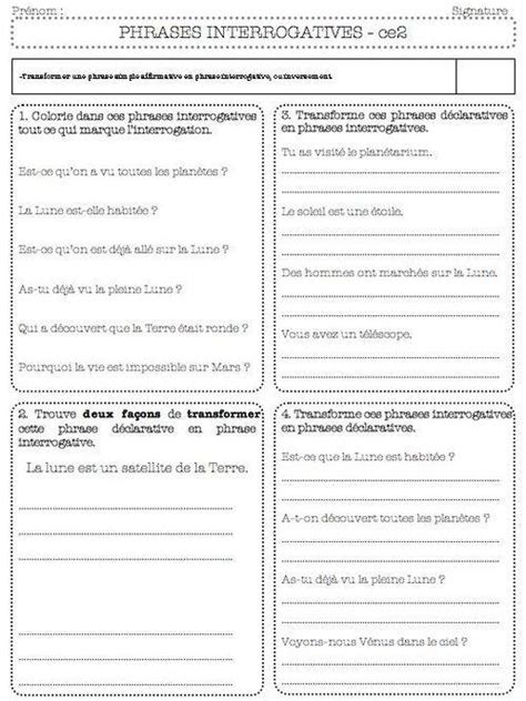 évaluation Grammaire La Phrase Interrogative Ce2 Par La Classe De