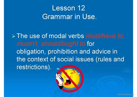 Modal Verbs In The Context Of Rules English Esl Powerpoints