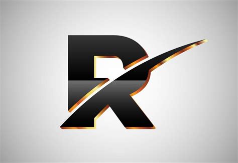 Premium Vector Gold And Black Color Alphabet R With Swoosh Elegant Gold Color Alphabet Vector
