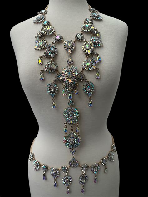 Iridescent Rhinestone Body Chain Festival Bridal Statement Jewellery
