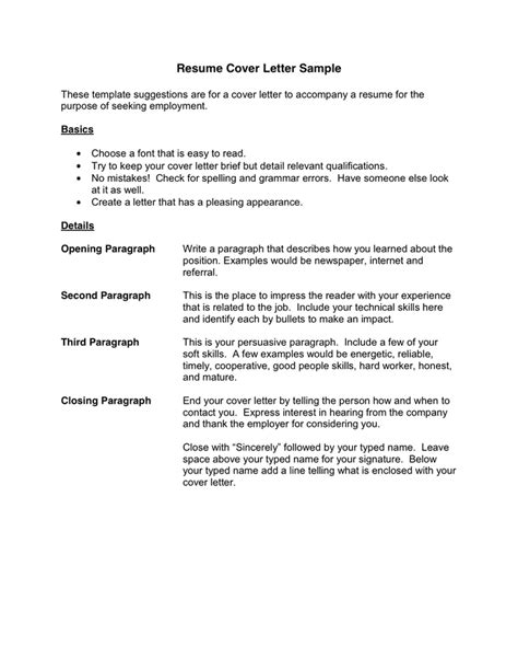 Resume Cover Letter Sample In Word And Pdf Formats