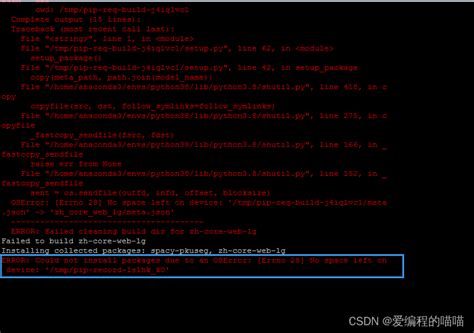 pip安装ERROR Could not install packages due to an OSError Errno 28 No