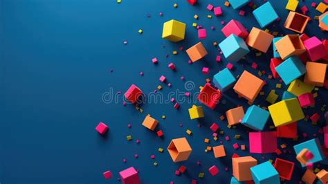 Colorful 3d Cubes Floating In A Dark Background Abstract Geometric Aig53f Stock Illustration