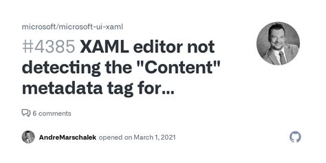 xaml editor not detecting the content metadata tag for properties i e menubar items · issue