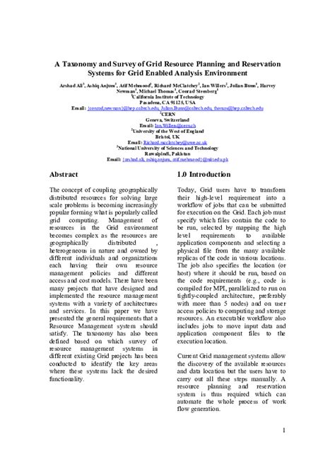 Pdf A Taxonomy And Survey Of Grid Resource Planning And Reservation Systems For Grid Enabled