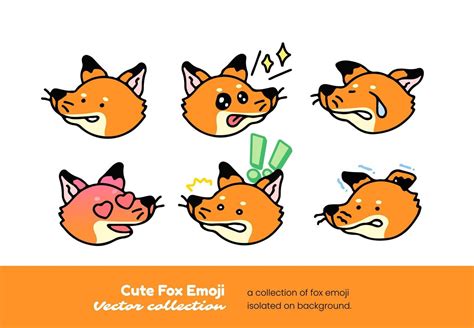 A Set Of Cute Fox Emojis Pleading Showing Love Crying And Showing