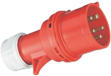 32 Amp 5 Pin 3pne 415v Male Plug Pce Red 32a Ceeform Commando Ip44 O