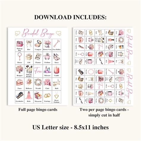 50 Printable Bridal Bingo Cards Bridal Picture Bingo Etsy