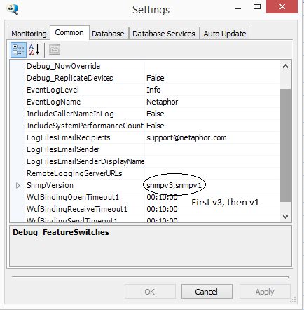 Configuring SNMPv Discovery Options Netaphor SiteAudit TM Knowledgebase