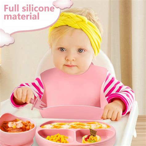 Бебешки комплект за хранене Zenai 10 части диверсификация за бебета без алергени Розова