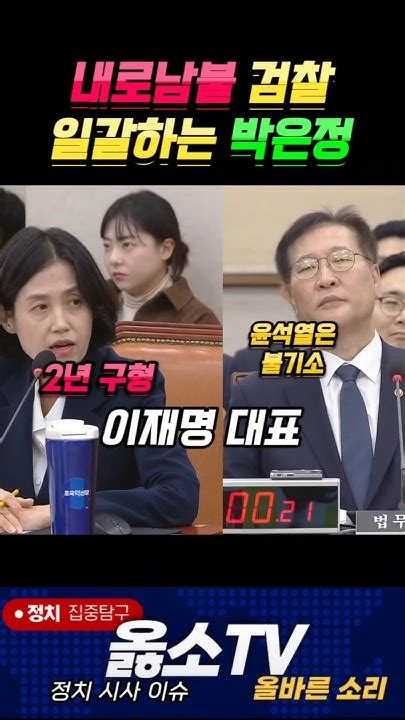 내로남불 검찰 일갈하는 박은정 [ 옳소tv 법사위 ] Youtube
