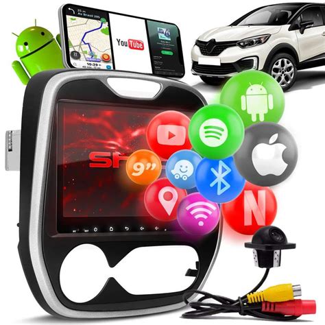 Central Multimídia Android Renault Captur 17 A 20 Gps 9 Espelhamento Wi Fi Shutt Câmera