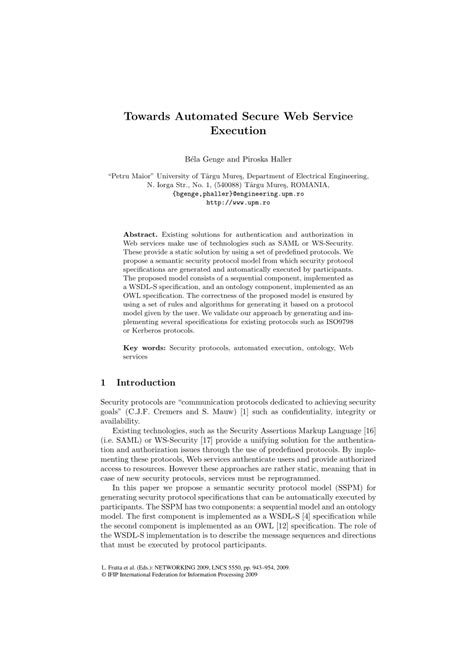 Pdf Towards Automated Secure Web Service Execution