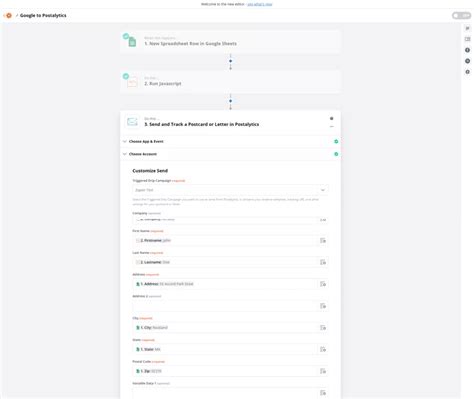 how to separate first and last name fields with code by zapier postalytics