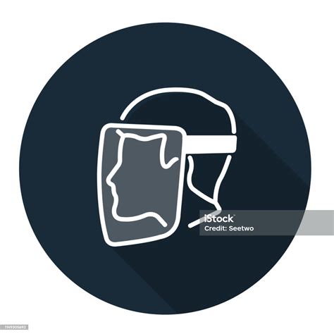 기호 얼굴 방패 착용 해야 합니다 검은 배경에 서명 벡터 Llustration 건설 기계류에 대한 스톡 벡터 아트 및 기타 이미지 건설 기계류 건설 산업 규칙