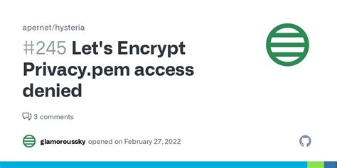 Lets Encrypt Privacypem Access Denied · Issue 245 · Apernethysteria