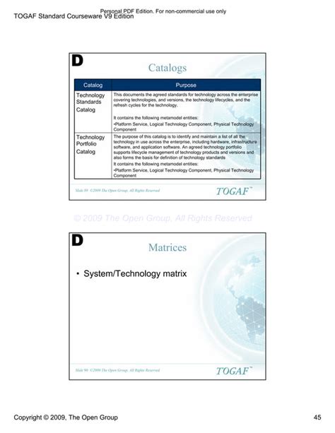 Togaf V9 Sample Catalogs Matrics Diagrams V2 PDF Databases Computer Software And Applications