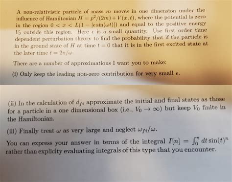 solved a non relativistic particle of mass m moves in one