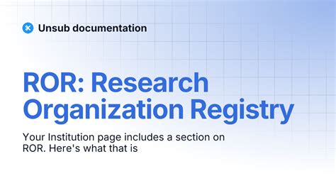 Ror Research Organization Registry Unsub Documentation