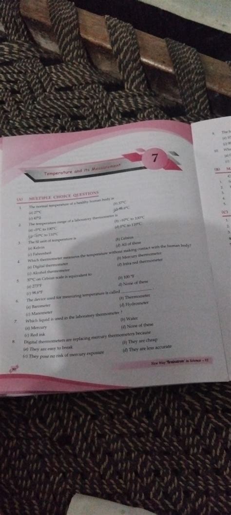 Multiple Choice Questions On Temperature And Thermometers The Normal Tem