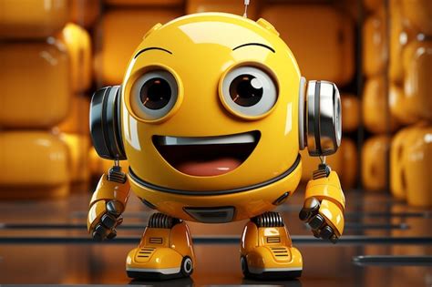 Premium Photo 3d Cute Yellow Robot Exploration