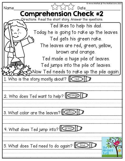 Comprehension Checks And Tons Of Other Great Printables First Grade Reading Comprehension