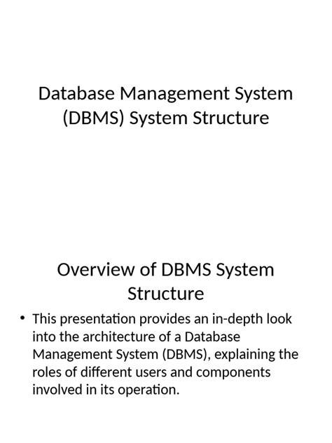 Dbms System Structure Presentation Pdf
