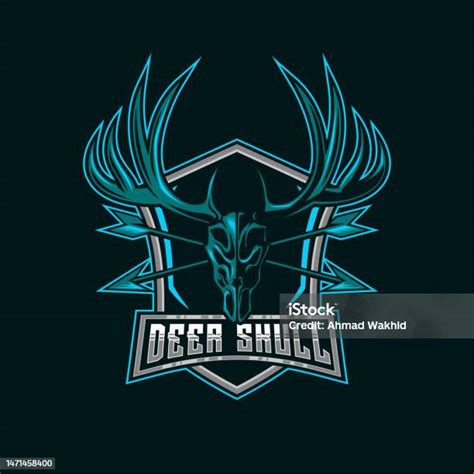 사슴 두개골 E스포츠 마스코트 엠블럼 디자인 크로스 화살표 템플릿 벡터 일러스트 레이 션 Brand Name Video Game에 대한 스톡 벡터 아트 및 기타 이미지
