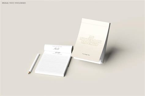 Premium PSD Notepad A6 Open Mockup