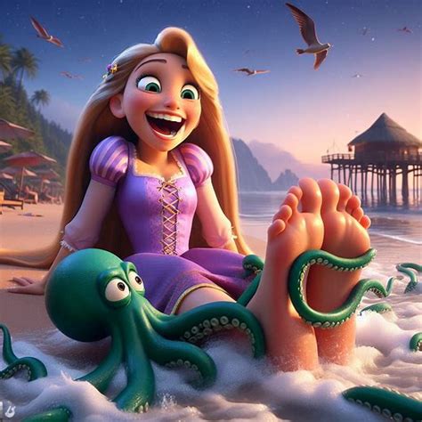 Octopus Caught And Tickle Rapunzel Feet Ai By Amirrax On Deviantart