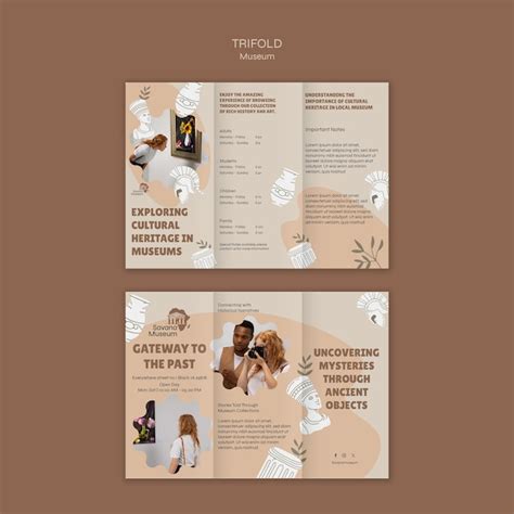 박물관 삼중 브로셔 템플릿 디자인 무료 Psd 파일