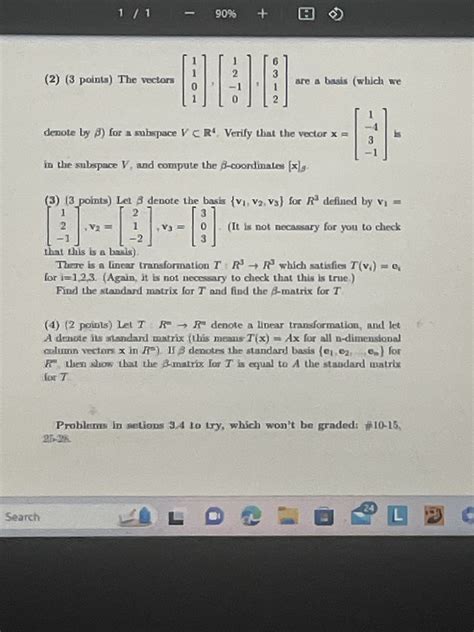 solved 2 3 points the vectors