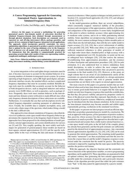 Pdf A Convex Programming Approach For Generating Guaranteed Passive Approximations To