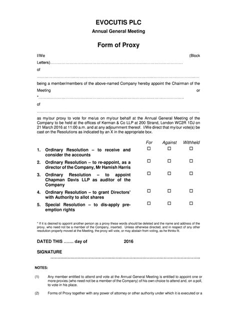Fillable Online EVO AGM Proxy Form Final Fax Email Print PdfFiller
