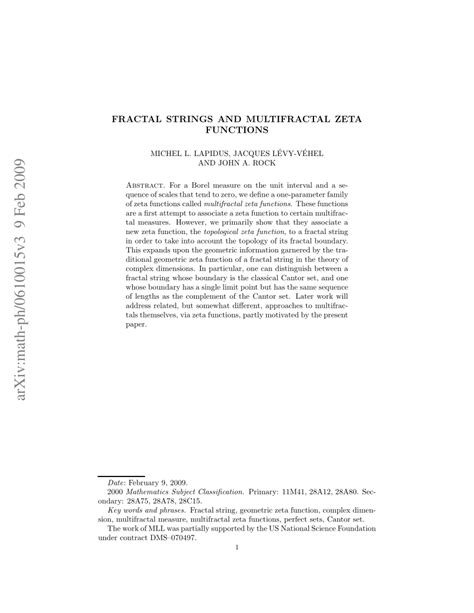Pdf Fractal Strings And Multifractal Zeta Functions