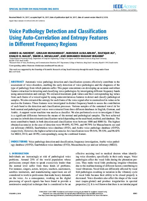 Pdf Voice Pathology Detection And Classification Using Auto Correlation And Entropy Features
