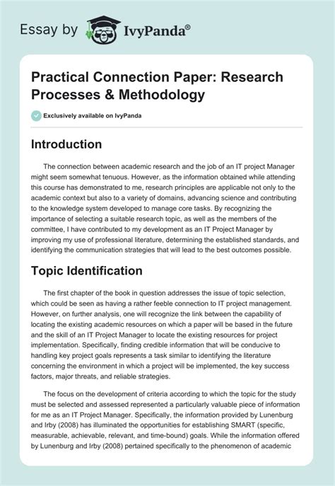 Practical Connection Paper Research Processes And Methodology 832 Words Essay Example