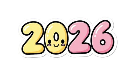 Cute Kawaii Bubbly 2026 Year Sticker Premium Ai Generated Vector