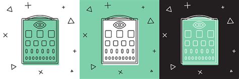 시력 검사 차트 아이콘을 흰색과 녹색 검은색 배경으로 분리합니다 안과 연구에서의 시력 검사 포스터 스넬렌 차트 벡터 가능성에